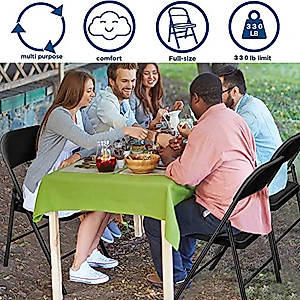 GIVIMO Folding Chairs with Padded Seats 6 Pack Black Metal Padded Folding Chair with Steel Frame for Events Office Wedding Party - 330 lb Capacity