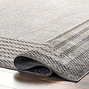 nuLOOM Anya Machine Washable Casual Border Area Rug, 4x6, Grey