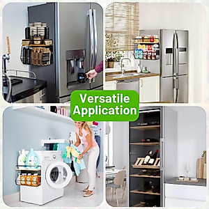 2 Set Magnetic Shelf for Refrigerator with Wood Lid, Fruit Potato & Onion Storage Bins, Pantry Organizers & Storage, Large Container Magnetic Spice Rack for Refrigerator, Kitchen Counter, Cabinet