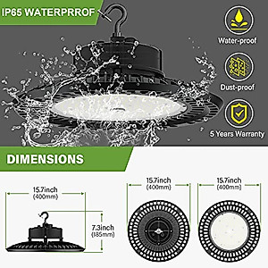 BFT LED High Bay Light 240W UFO 5000K 36,000LM,1-10V Dimmable,1000W HID/HPS Replacement,UL 5-Foot Cable,UL Certified Driver IP65,Hook Mount,Shop Lights,Garage,Factory,Warehouse,Workshop,Area Light.