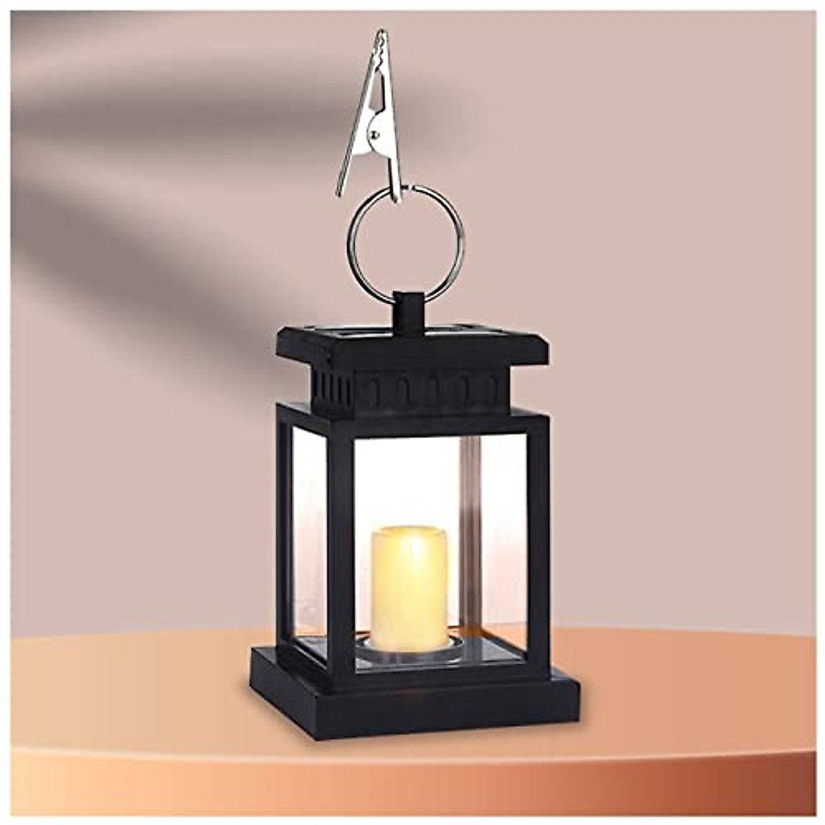 Solar Lanterns Outdoor Waterproof, Garden Hanging Flickering Flameless LED Candle Lighting, Solar Powered Lights for Decorative Yard, Table, Patio, Umbrella, Black