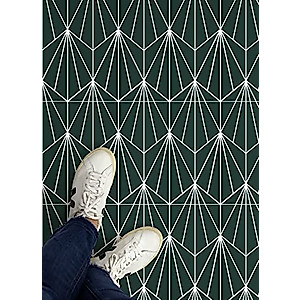 FloorPops FP3926 Beryl Peel & Stick Floor Tiles, Green