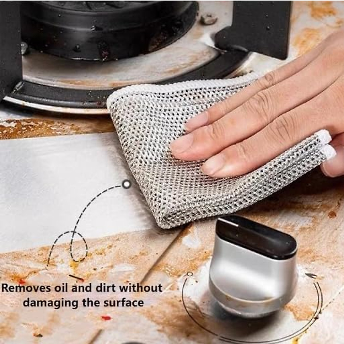 2023 New Multifunctional Non-Scratch Wire Dishcloth, Multipurpose Wire Dishwashing Rags for Wet and Dry, Scrubs & Cleans for Dishes, Sinks, Counters, Stove Tops, Easy Rinsing, Machine Washable. (10)