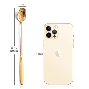 10 Pack Rose Flower Stirring Spoons - 6.8 Inch Stainless Steel Coffee, Tea, Milkshake, Cocktail, Bar Spoons - Gold