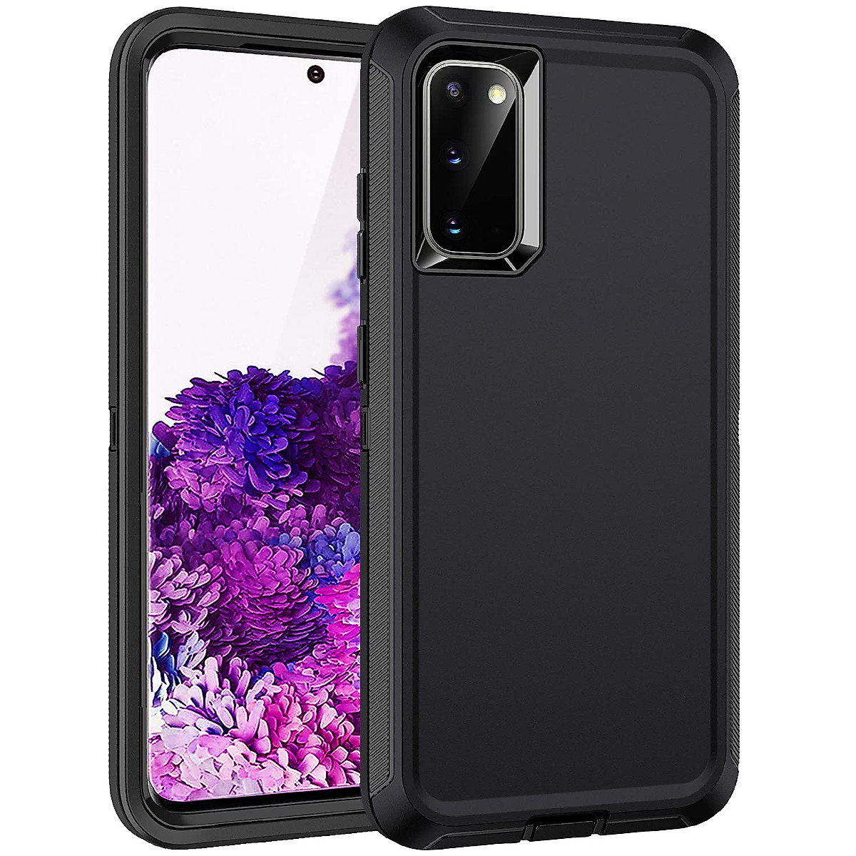 Mieziba for Galaxy S20 5g Case,Shockproof Dropproof Dustproof 3-Layer Full Body Protection Rugged Heavy Duty High Impact Hard Cover Case for Galaxy S20 6.2 inch,Black