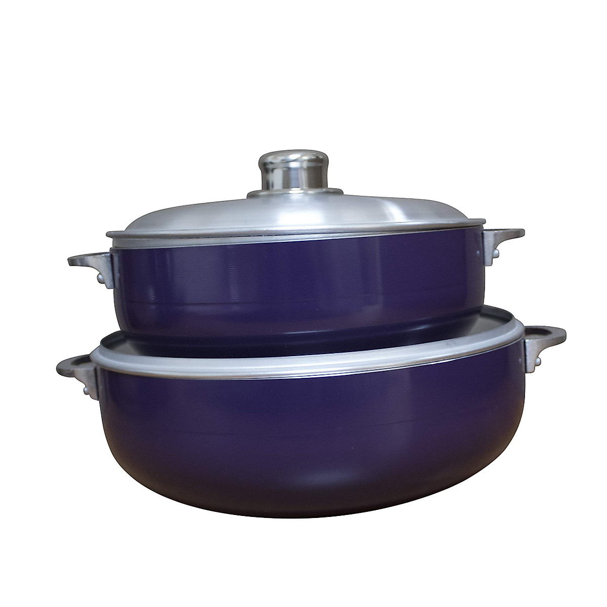 IMUSA USA 2 Piece Purple Caldero (Dutch Oven Set with Aluminum Lid (4.4Qt, 6.9Qt) Oven Safe