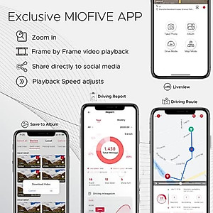 Miofive Front and Rear Dash Camera, 4K + 2K Dual Dash Cam with 5G WiFi, GPS, Speed, 2160 UHD Recorder, Built-in 128G eMMC Storage, Night Vision, Motion Detection, G Sensor Powered by Super Capacitor