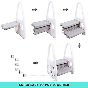 Toddler Step Stool with Handles, Two Step Stool for Toddler and Kids, Reaching Bathroom Sink, Toilet Potty Training (Gray)