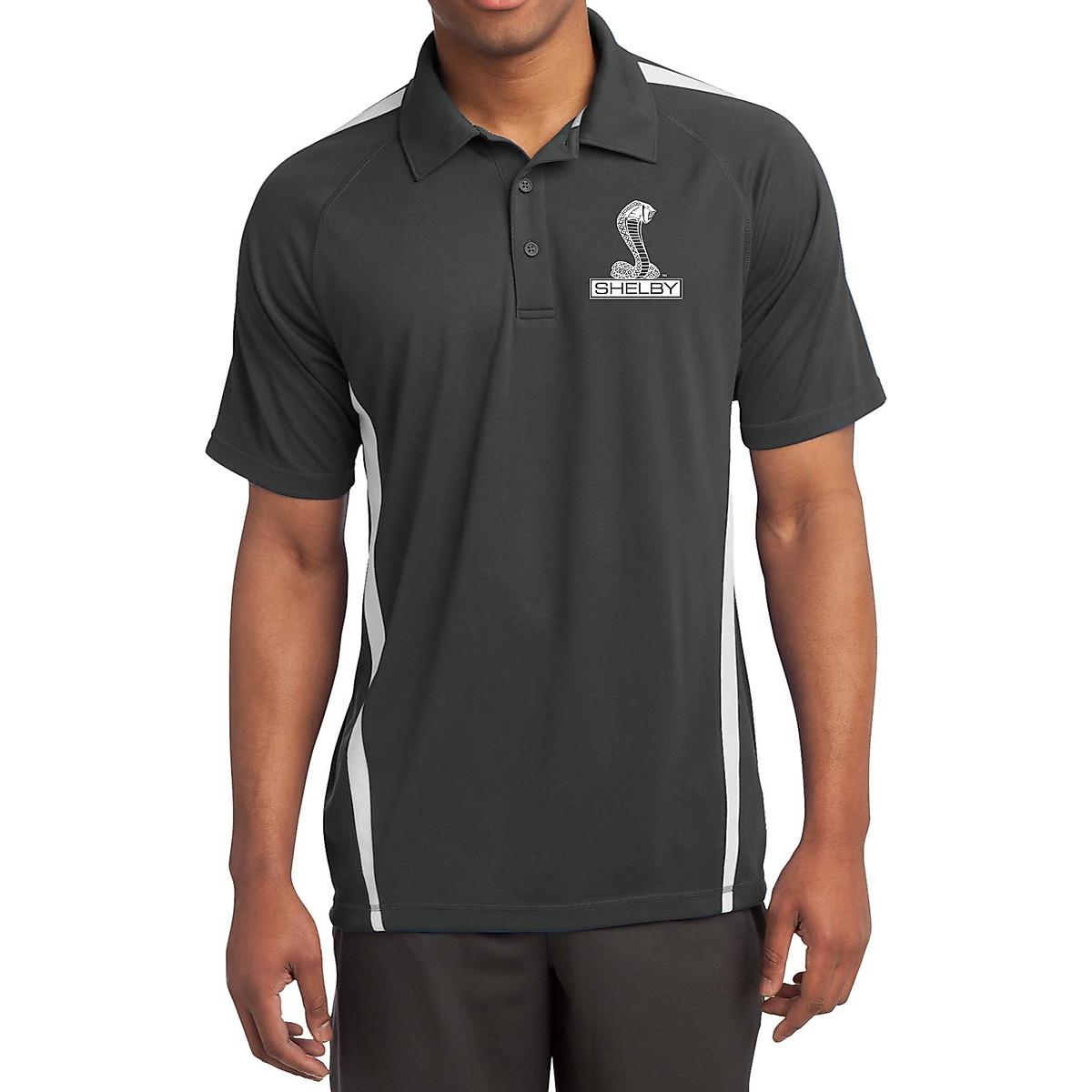 Ford Shelby Cobra Pocket Print Colorblock Polo, Iron White 4XL