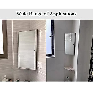 11.81" x23.6"x8.2" Bathroom Corner Medicine Cabinet W/Mirror Bright Stainless Steel Wall Mounted Mirror Cabinet Hanging Triple Shelf Storage Cabinet Cupboard (Right Door)