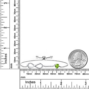 Gem Stone King 925 Sterling Silver Heart Shape 6MM Gemstone Birthstone and White Moissanite Infinity Tennis Bracelet For Women Fully Adjustable Up to 9 Inch