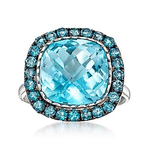 Ross-Simons 8.90 ct. t.w. Sky and London Blue Topaz Ring in Sterling Silver. Size 9