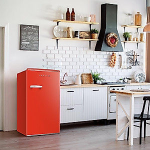Frestec 3.1 CU' Retro Mini Refrigerator, Compact Refrigerator, Small Refrigerator with Freezer, Red (FR 310 RRED)