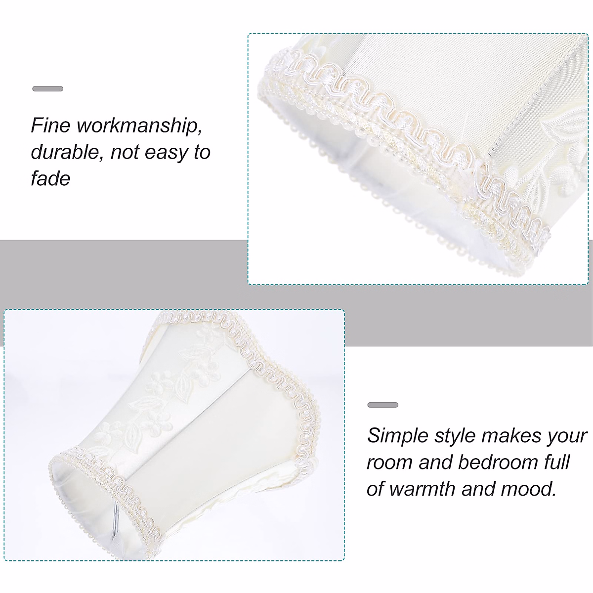 Uonlytech Table Lamp Shade Floor Lamp Pendant Light Shade, 1Pc Clip Bulb Lace Lampshade Cloth Lamp Shades for Table Lamps Wall Scones Floor Lamp Floral Lamp Shade White Chandelier