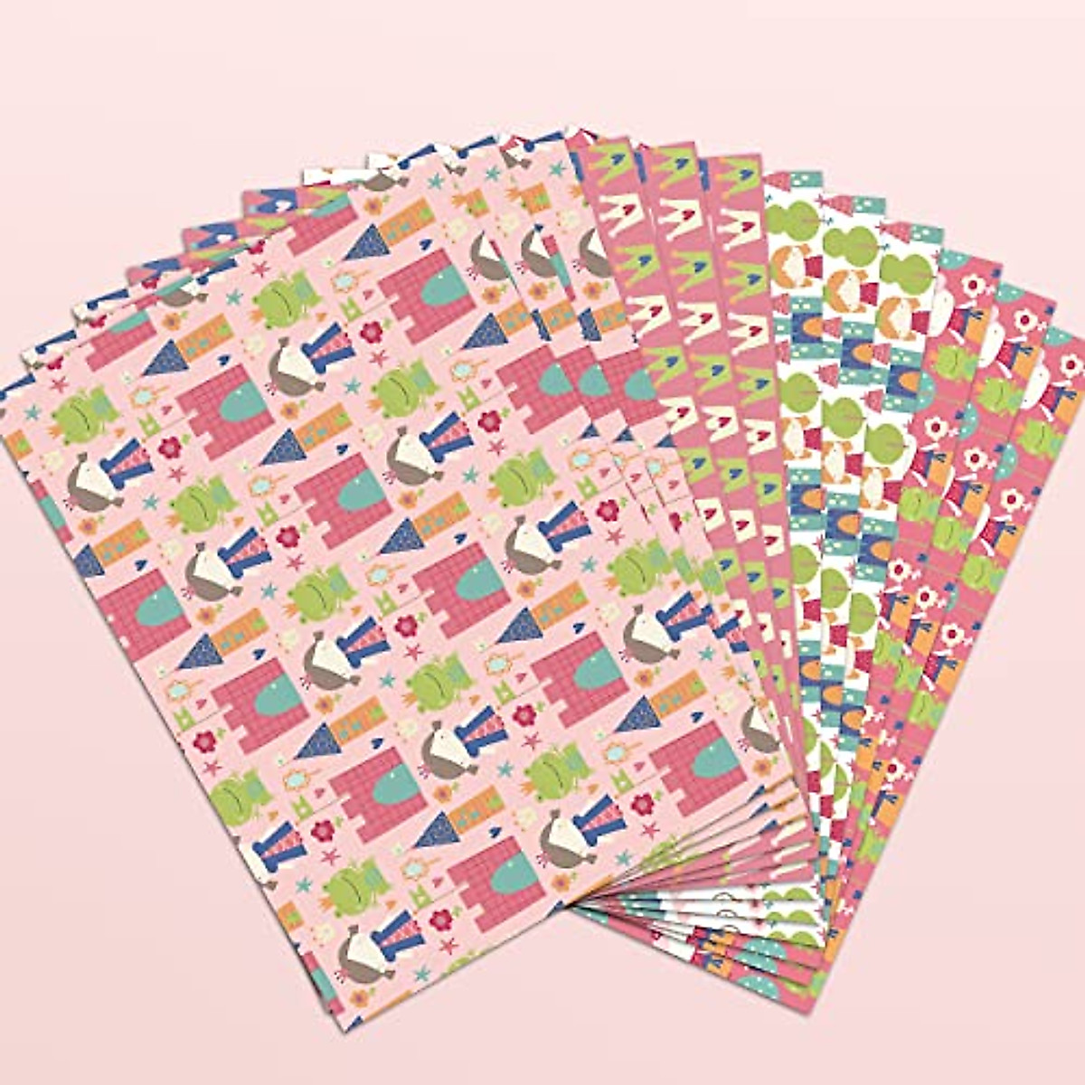 LDGOOAEL Birthday Wrapping Paper for Girls Kids - 4 Style Pink Red Girls Cute Hats house Patterns Gift Wrap for Birthday Summer Back To School - 19.6 inch X 27.5 inch Per Sheet…