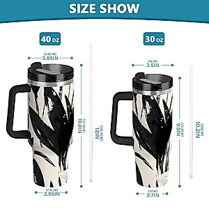 Bokkoy Ink Painting Lily 40 oz/30 oz Tumbler with Handle and Straw Stainless Steel Tumbler with Lid Reusable Vacuum Insulated Cup