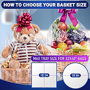 5Pcs Gift Basket Wrapping Plastic Bags - 32"x40" Gift Basket Shrink Wrap Bags for Gift Baskets Raffle Basket Wrap - Gift Basket Wrap Clear Basket Wrapping Bags Large Cellophane Bags for Gift Baskets