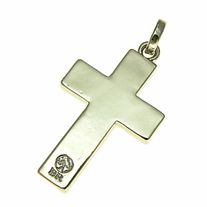 Arthur's Jewelry Koa Wood Hawaiian Cross Yellow Gold Plated Brass Pendant Charm