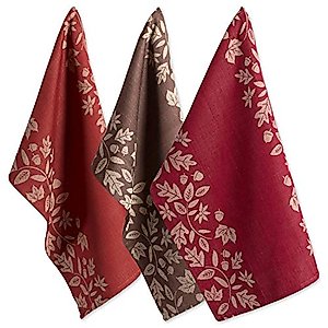 DII Fall Basics Collection Jacquard Dishtowel Set, 18x28, Harvest Vine 3 Piece