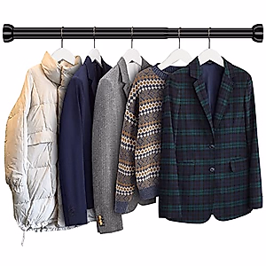 Adjustable Closet Rod for Hanging Clothes, 28 to 42 Inch Adjustable Closet Hanging Rods, Metal Space Saver Extender Closet Bar for Wardrobes, Laundry Room, Shoe Cabinets