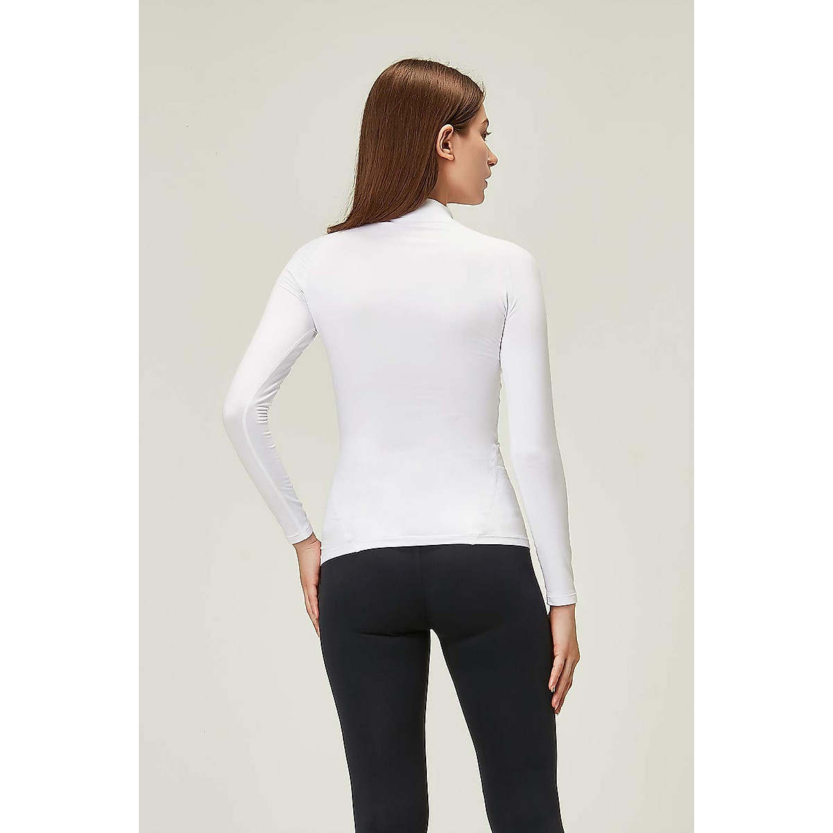 DEVOPS Women's 2 Pack Thermal Turtle Long Sleeve Shirts Compression Baselayer Tops (Small, Black/White)