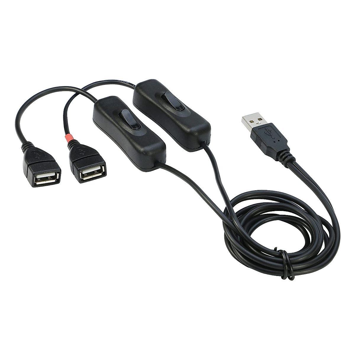 RIITOP USB Splitter with ON/Off Switch [3.3FT], USB 2.0 Extension Male to Female Cable (1x USB Data and Power Female and 1x USB Power Female)