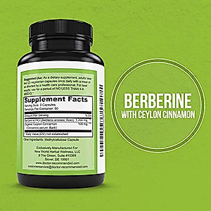 DOCTOR RECOMMENDED SUPPLEMENTS Berberine with Ceylon Cinnamon - 1200mg Berberine & 100mg Organic Ceylon Cinnamon - 120 Veggie Capsules, Healthy Immune System & Gastrointestinal Wellness