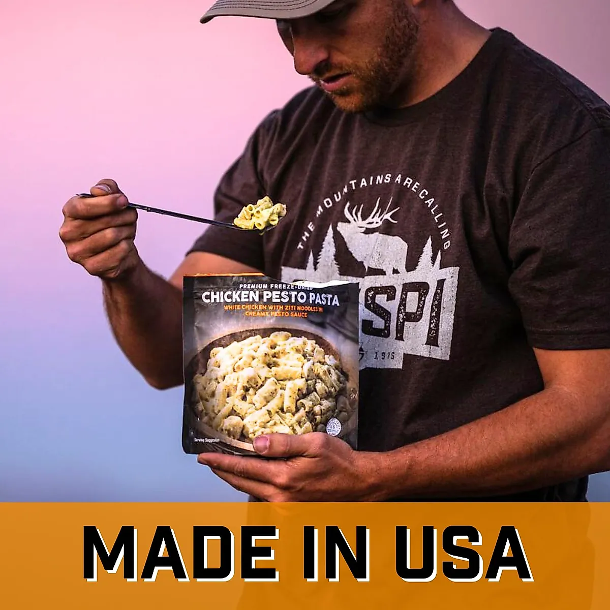 Peak Refuel Chicken Pesto Pasta| Premium Freeze Dried Camping Food | Backpacking & Hiking MRE Meals | Just Add Water | 100% Real Meat | 43g of Protein | 2 Serving Pouch
