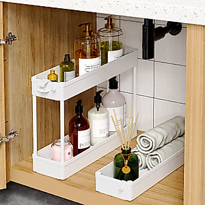 SPACEKEEPER Slim Rolling Storage Cart, Laundry Room Organization, 3 Tier Mobile Shelving Unit Bathroom Organizer Storage Rolling Utility Cart for Kitchen Bathroom Laundry Narrow Places(White)