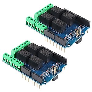 2PCS 4 Channel 5V Relay Shield Module, QCCAN Four Way Relay Control Board Expansion Board