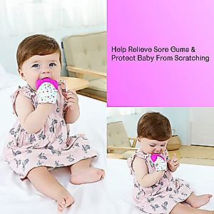 Teething Mittens for Baby (2 Pack) with Baby Teething Toys (3 Pack), Self Soothing Pain Relief Mitt, Silicone Baby Teethers, BPA-Free, Natural Organic Freezer Safe for Infants and Toddlers