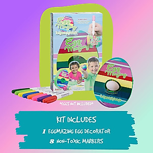 The EggMazing Easter Egg Mini Decorator Kit Arts and Crafts Set - Includes Egg Decorating Spinner and 6 Markers [Packaging May Vary]