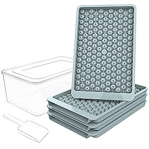 WIBIMEN Mini Ice Cube Trays, Upgraded Small Ice Cube Trays Easy Release, 159x4 PCS Tiny Ice Cube Tray Crushed Ice Tray for Chilling Drinks Coffee Juice(4Pack Blue Ice trays & Ice Bin & Ice Scoop)