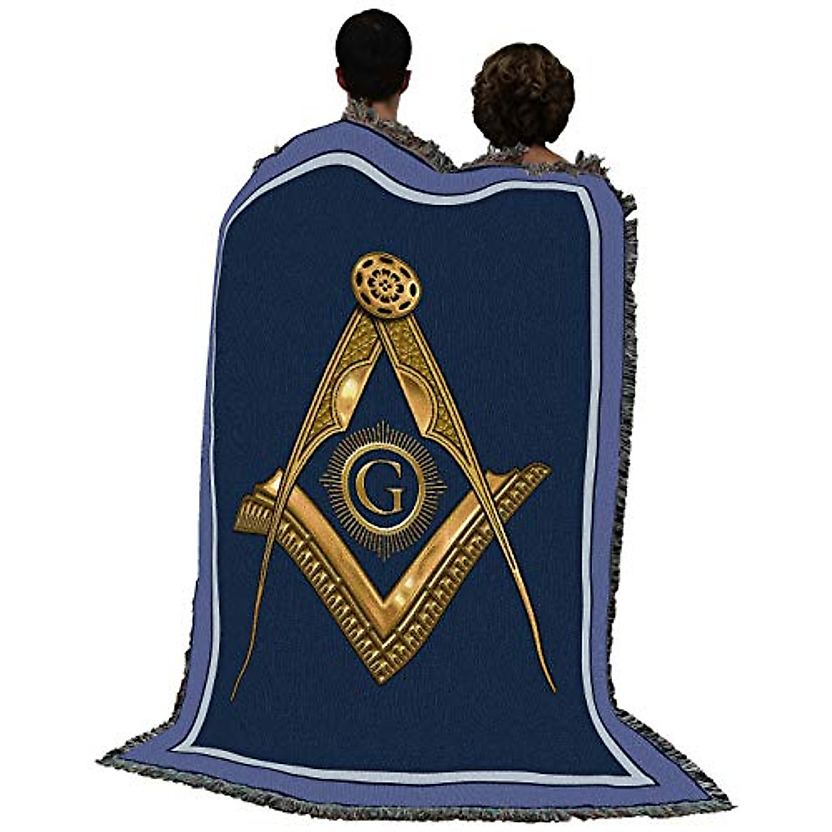 Pure Country Weavers Masonic Gold Square and Compass Blanket - Gift Tapestry Throw Woven from Cotton - Made in The USA (72x54)