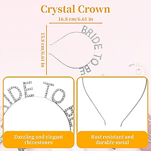 2 PCS Bride to Be Sash, Bride Headband for Wedding, Rhinestone Bridal Tiara & White Gold Bride Sash Bachelorette Party Accessories for Bridal Shower, Engagement, Wedding