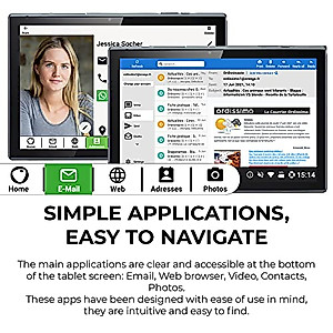 Pix Star Touch Easy to Use Tablet for Seniors, Touch Screen & Simple Interface - WiFi - 10.1 Inches, 2 Cameras - Ideal for Video Calls, Web Search, Photos, Highly Giftable