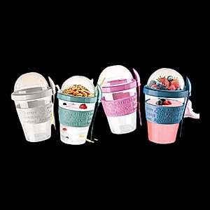 SUNGUU 4 Overnight Oats Containers with Lids Pack Yogurt Parfait Cups with Lids Reusable Take and Go Yogurt Containers with Lids and Spoons Overnight Oats Containers Breakfast on the Go Cup