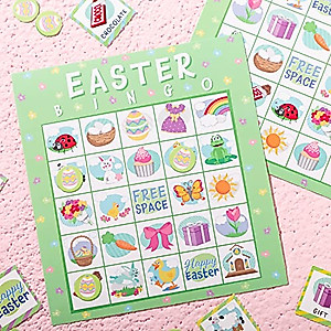 JOYIN 28 Players Easter Bingo Cards (5x5) for Easter Party Goodies Games, Kids School Classroom Gift, Indoor Family Activities, Basket Filler Stuffers.