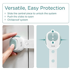 Baby Proofing Child Safety Strap Locks + Child Proof Outlet Covers (6+6 Pack) - Safety Locks for Baby with 3M Adhesive - Child Proof Cabinet Latches for Drawers, Fridge, Toilet - No Drilling (Green)