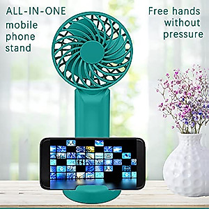 Fortyone Handheld small fan,Portable Handheld Fan,Rechargeable Handheld Personal Fan Small Hand Held Battery Fan, Mini Personal Fan Rechargeable Portable Travel Fan 3 Settings[Dark green]
