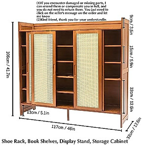 kunghei 6-Tier Large Shoe Cabinet or Home Organizer Cabinet Shoe Rack with Doors, Bookshelf Entryway Shoe Storage Cabinet with Storage Shelves for Entryway, Hallway, Closet, Living Room