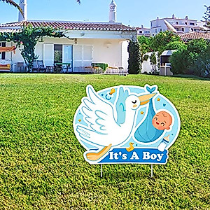 IT’S A BOY Blue Yard Signs with Stakes –Boy Special Delivery - It’s A Boy Stork Baby Shower Yard Sign Lawn Decorations - Party Yardy Sign-Welcome Home Baby Lawn Sign- Gender Reveal Baby Shower