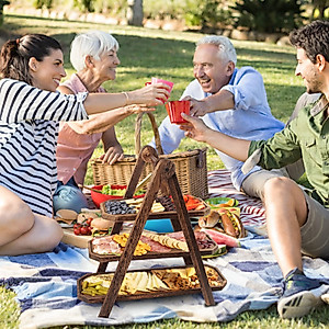 Kiusatig 3 Tier Serving Tray Tiered Decor Tray Tiered Tray Decor Foldable Ladder Serving Trays for Party,Food,Picnic,Home Decor,Bathroom