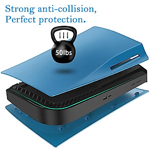 PEYANZ ＰS5 Console Cover, ABS Shell, Replacement Faceplate, Anti-Scratch Dustproof, with Extra 2pcs Free Controller Stickers or Covers (Disc Edition, StarBlue)