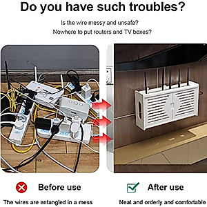 Hoernflk Large Wireless Router Rack Living Room Wall-Mounted WiFi Storage Box Wall Decoration TV Lower Plug-in Shielding Box Set-top Box Shelf-no Punch (M)