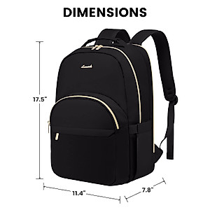 LOVEVOOK Laptop Backpack for Women, Travel Backpack Light Weight, Large Capacity Computer Backpack Purse for Work, Casual Daypack with USB Charging Hole, College Bookbag Fits 15.6 Inch, Black