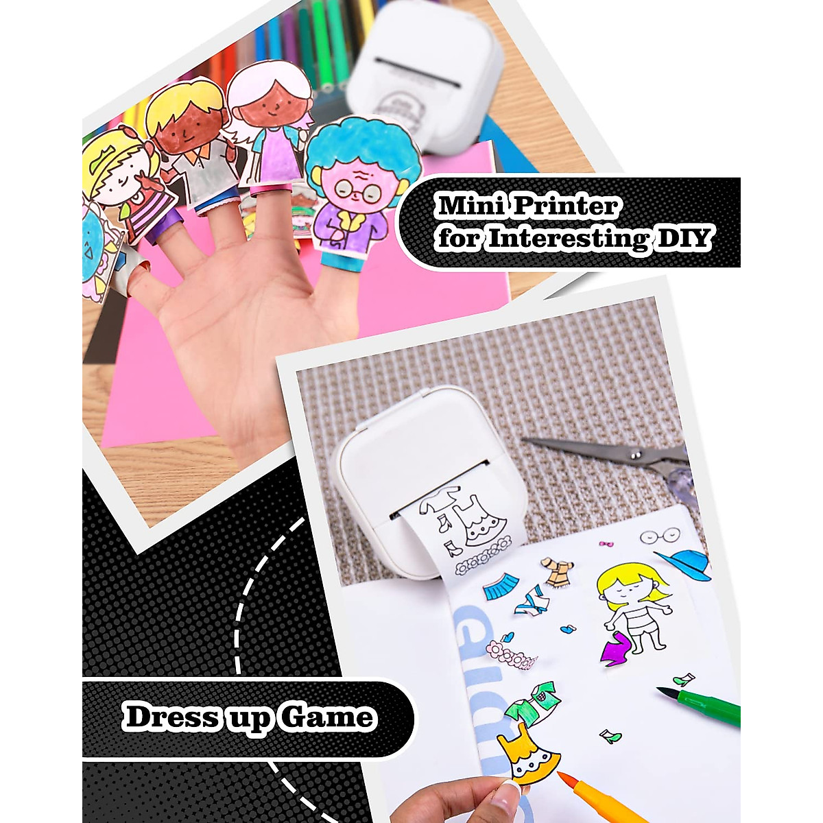 Memoking T02 Small Thermal Printer for Phone, Portable Wireless Note Printer with 3 Rolls Paper for Children’s Day Birthday and Printer Case