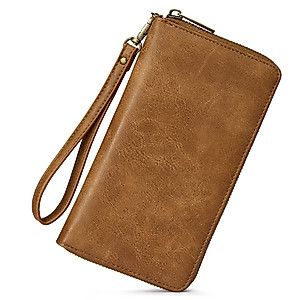 S-ZONE Wristlet Wallet for Women RFID Blocking Credit Card Holder Faux Leather Phone Wallet Purse Clutch