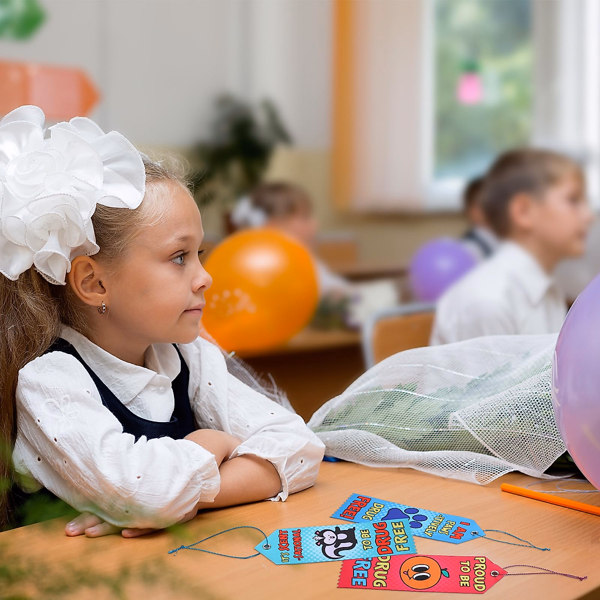 Hollowfly 60 Pcs Red Ribbon Week Award Ribbons Bulk Drug Free Participant Award Ribbon Red Ribbon Participant Medal Ribbons with Card and Rope for Red Ribbon Week School Office Drug Prevention Favors