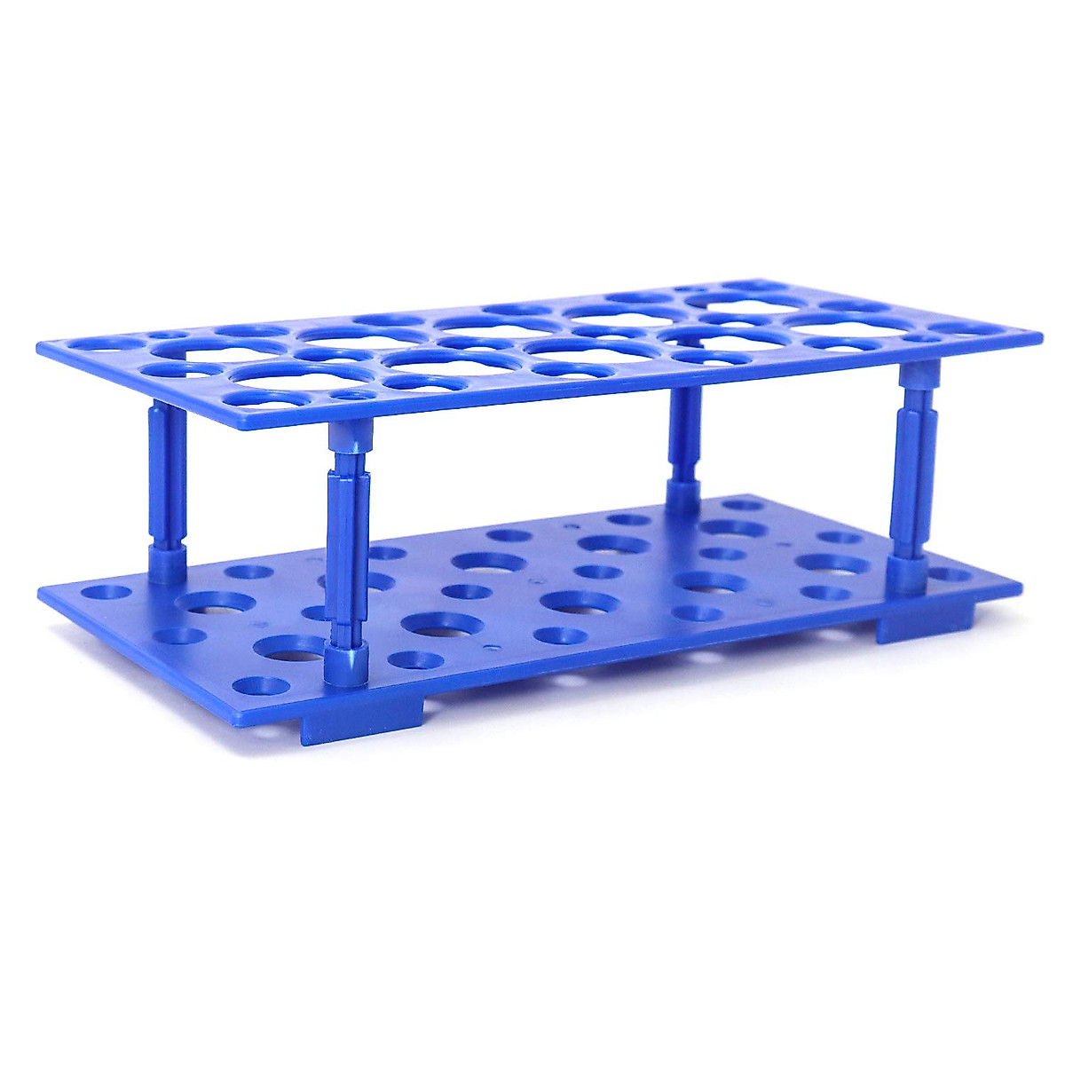 QWORK Centrifuge Tube Holder Set - Plastic Test Tube Rack (2 Pack) in Blue and Orange, Accommodates 10ml, 15ml, and 50ml Tubes, Detachable Stand